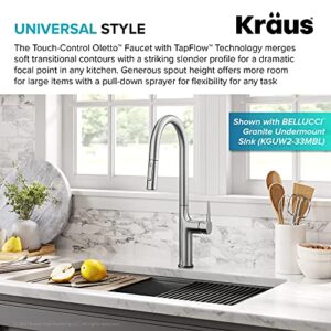 KRAUS Oletto Tall Modern Single-Handle Touch Kitchen Sink Faucet with Pull Down Sprayer in Spot Free Stainless Steel, KTF-3101SFS