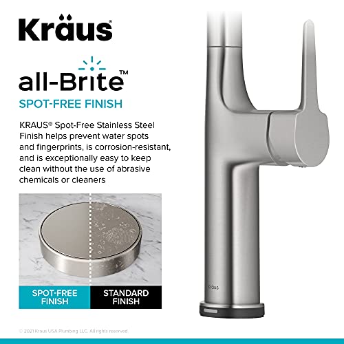 KRAUS Oletto Tall Modern Single-Handle Touch Kitchen Sink Faucet with Pull Down Sprayer in Spot Free Stainless Steel, KTF-3101SFS