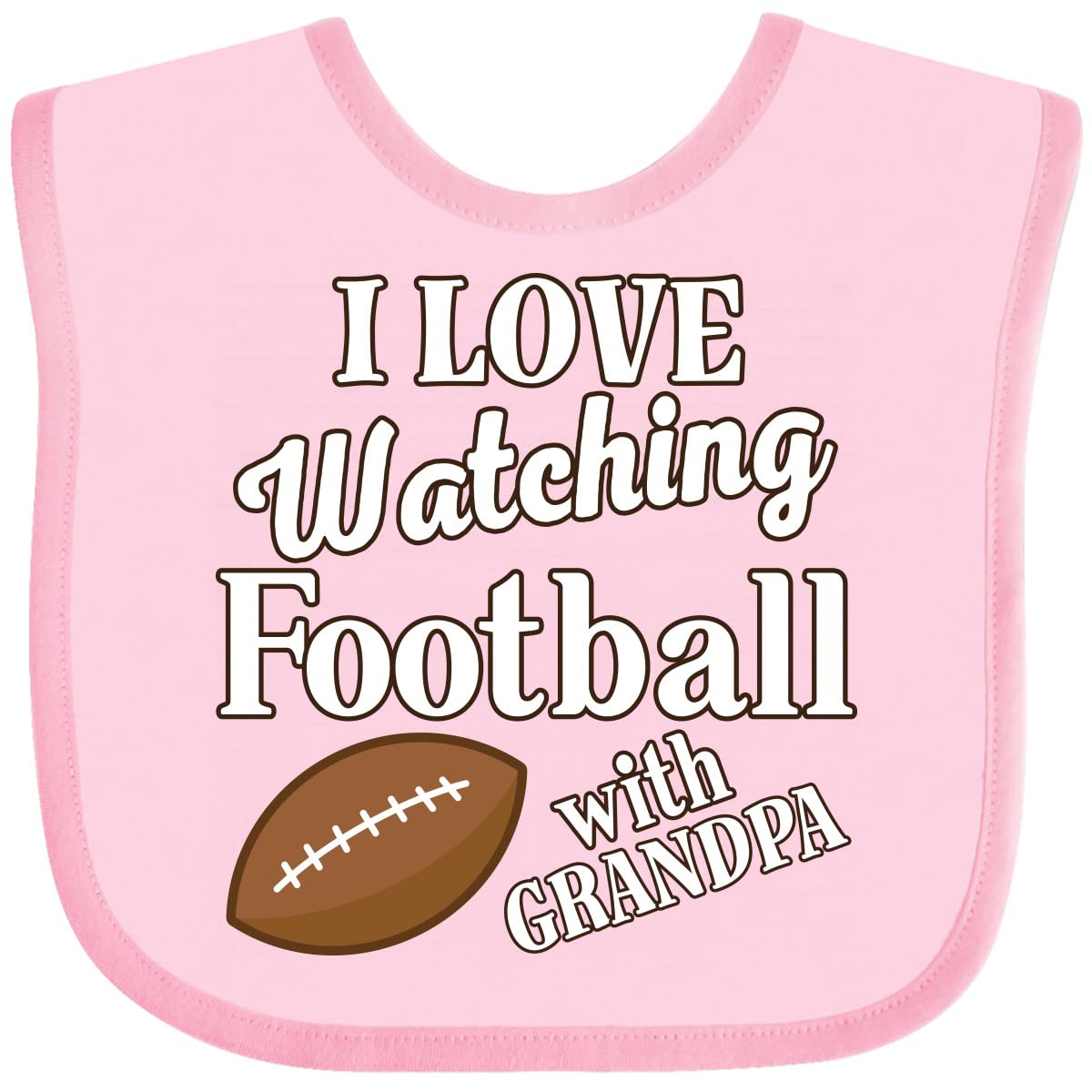 inktastic I Love Watching Football with Grandpa Baby Bib Pink 2dee7