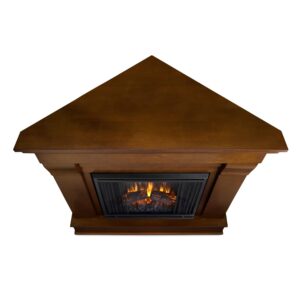 Espresso Finish Electric Corner Fireplace by Brown Classic Wood Programmable