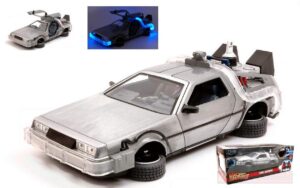 jada toys scale model compatible with de lorean back to the future ii flying version & lights 1:24 jada31468