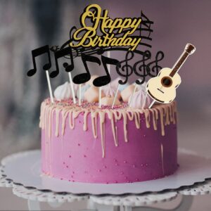 DIY Set of 9 Letters Happy birthday Cake Topper Cake Guitar Party Decorations