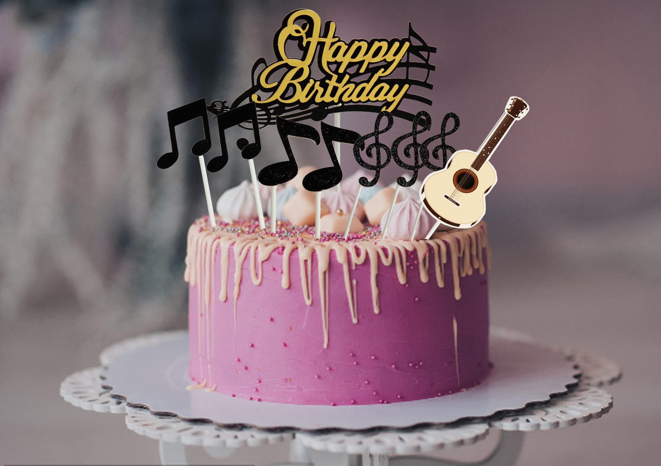 DIY Set of 9 Letters Happy birthday Cake Topper Cake Guitar Party Decorations