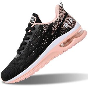 romensi womens running shoes fashion breathable tennis air cushion sneakers (peachblack us 8.5 b(m)