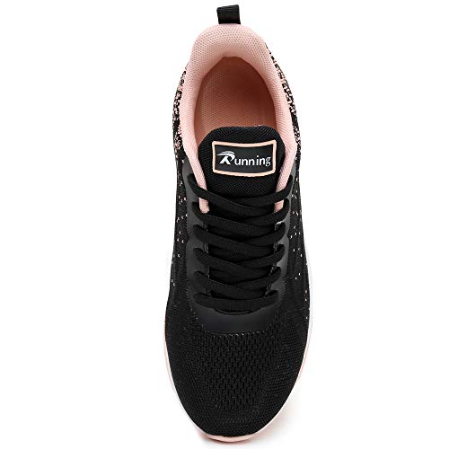 RomenSi Womens Running Shoes Fashion Breathable Tennis Air Cushion Sneakers (Peachblack US 8.5 B(M)