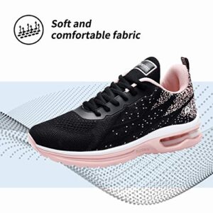 RomenSi Womens Running Shoes Fashion Breathable Tennis Air Cushion Sneakers (Peachblack US 8.5 B(M)