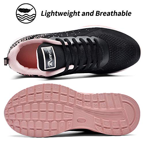 RomenSi Womens Running Shoes Fashion Breathable Tennis Air Cushion Sneakers (Peachblack US 8.5 B(M)