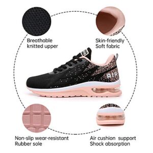 RomenSi Womens Running Shoes Fashion Breathable Tennis Air Cushion Sneakers (Peachblack US 8.5 B(M)