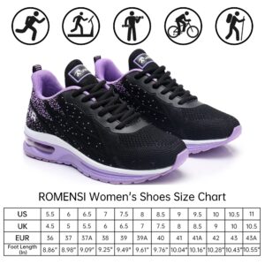 RomenSi Womens Running Shoes Fashion Breathable Tennis Air Cushion Sneakers (Purple US 8.5 B(M)