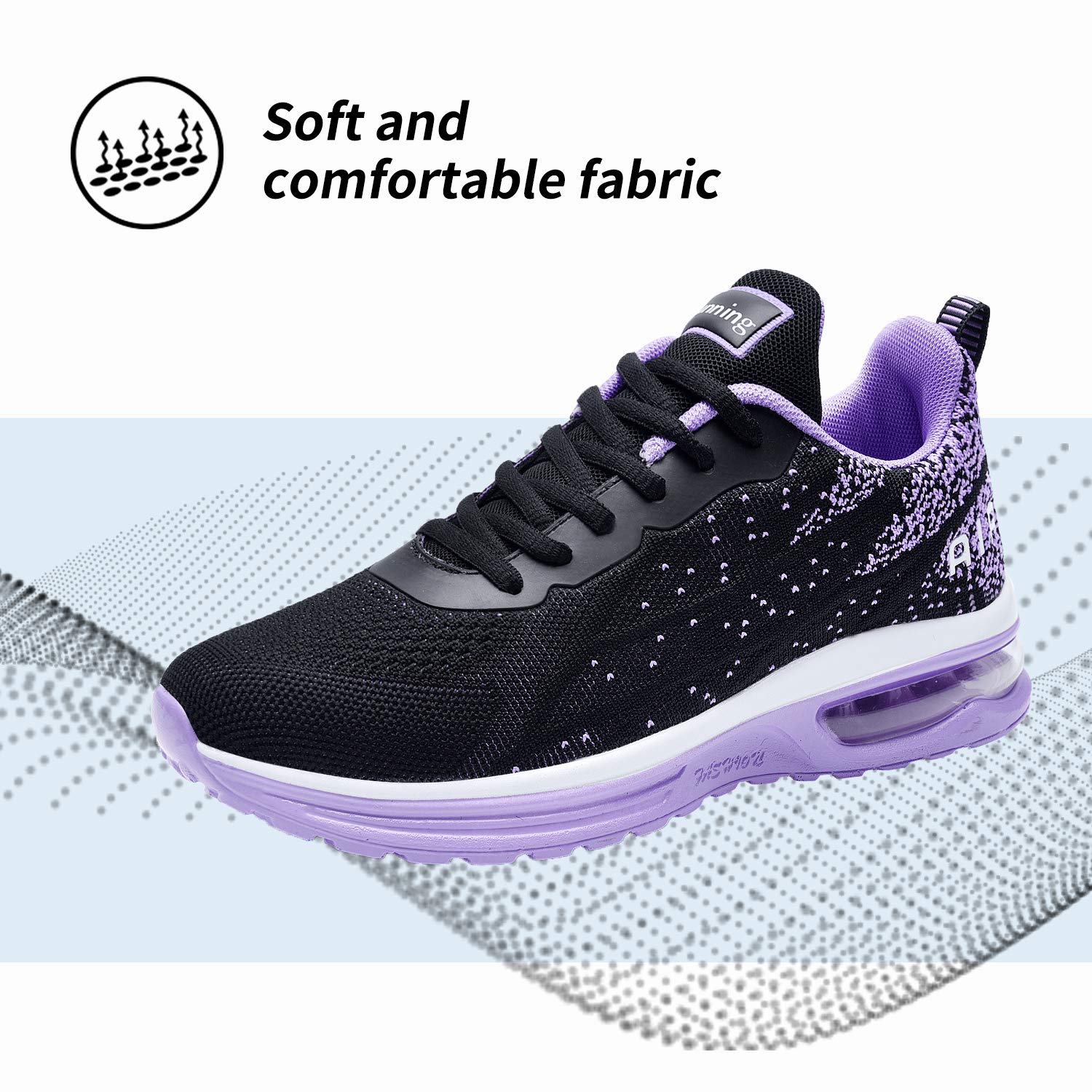 RomenSi Womens Running Shoes Fashion Breathable Tennis Air Cushion Sneakers (Purple US 8.5 B(M)