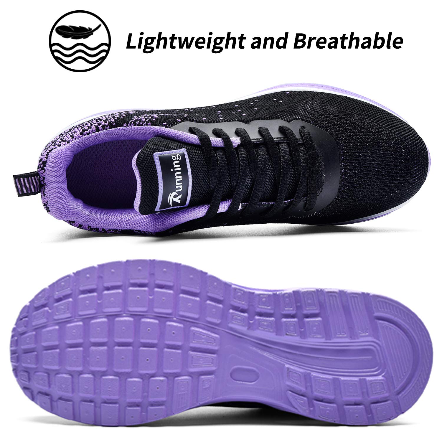 RomenSi Womens Running Shoes Fashion Breathable Tennis Air Cushion Sneakers (Purple US 8.5 B(M)