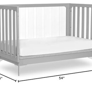 Evolur Acrylic Millennium 4-in-1 Convertible Crib I Modern Full Size Crib I Baby Crib I Easily Coverts to Toddler Bed & Dayday I Adjustable Mattress Support Base I Acrylic Slats I in Pebble Grey