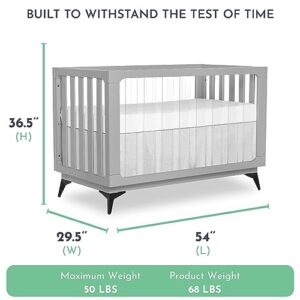 Evolur Acrylic Millennium 4-in-1 Convertible Crib I Modern Full Size Crib I Baby Crib I Easily Coverts to Toddler Bed & Dayday I Adjustable Mattress Support Base I Acrylic Slats I in Pebble Grey