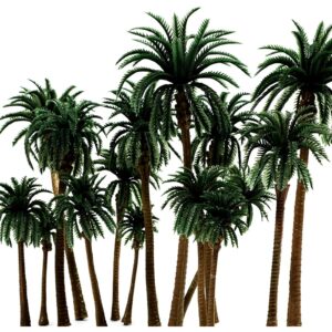 Miniature Model Palm Trees for Dioramas, DIY Crafts (5 Sizes, 15 Pieces)