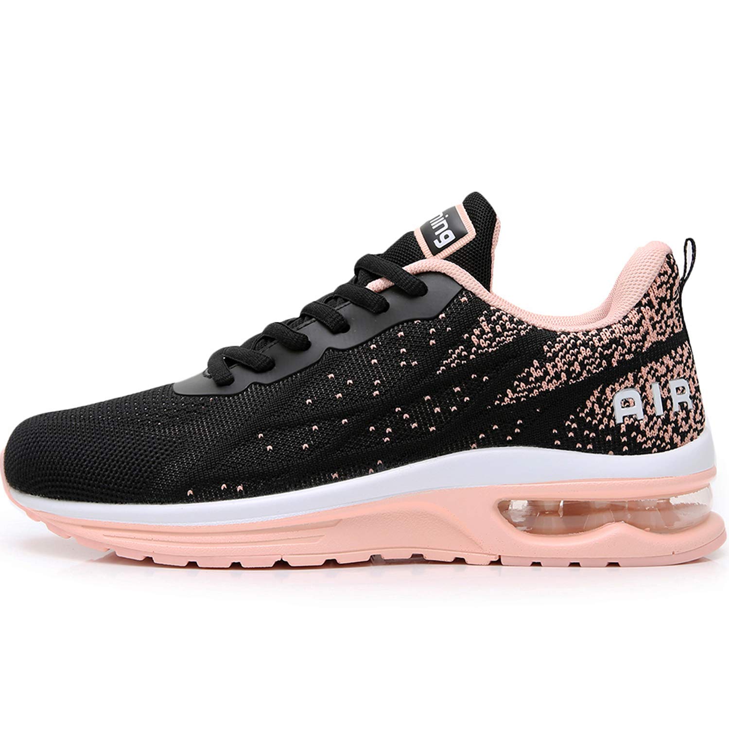 MAFEKE Women Air Athletic Running Shoes Fashion Tennis Breathable Lightweight Walking Sneakers (Peachblack US 7 B(M)