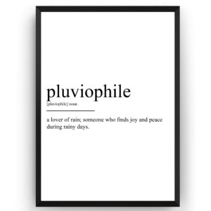 Pluviophile Definition Print - Version 2 - Poster Wall Art Quote Typography Home - Frame Not Included