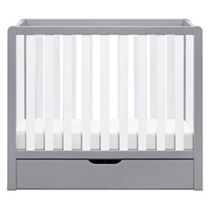 Carter's by DaVinci Colby 4-in-1 Convertible Mini Crib with Trundle Drawer in Grey and White, Greenguard Gold Certified, Undercrib Storage