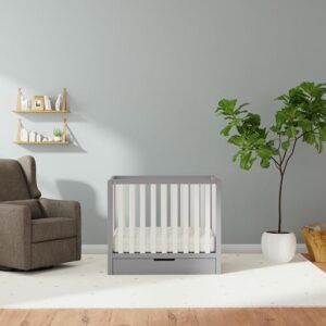 Carter's by DaVinci Colby 4-in-1 Convertible Mini Crib with Trundle Drawer in Grey and White, Greenguard Gold Certified, Undercrib Storage