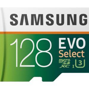 SAMSUNG: EVO Select 128GB MicroSDXC UHS-I U3 100MB/s Full HD & 4K UHD Memory Card with Adapter (MB-ME128HA)