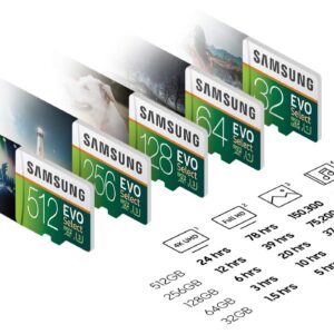 SAMSUNG: EVO Select 128GB MicroSDXC UHS-I U3 100MB/s Full HD & 4K UHD Memory Card with Adapter (MB-ME128HA)