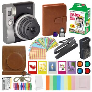 fujifilm instax mini 90 neo classic instant film camera black with 20 instant film accessory bundle