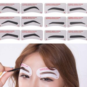 60 PCS Eyebrow Stencils 6 Styles Non-Woven Shaping Grooming Stencil Kit Eyebrow Drawing Guide Makeup Template DIY Tools For Beginners