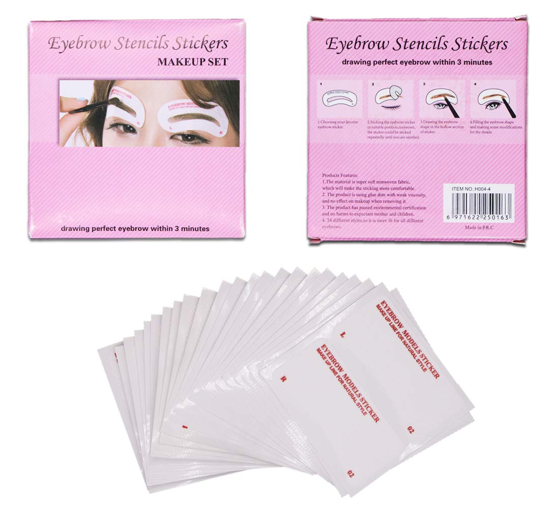 60 PCS Eyebrow Stencils 6 Styles Non-Woven Shaping Grooming Stencil Kit Eyebrow Drawing Guide Makeup Template DIY Tools For Beginners