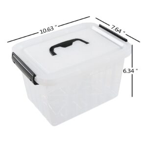 Ponpong 6 Quart Plastic Storage Boxes with Lids and Handles, Clear Latch Storage Bin, 6 Packs