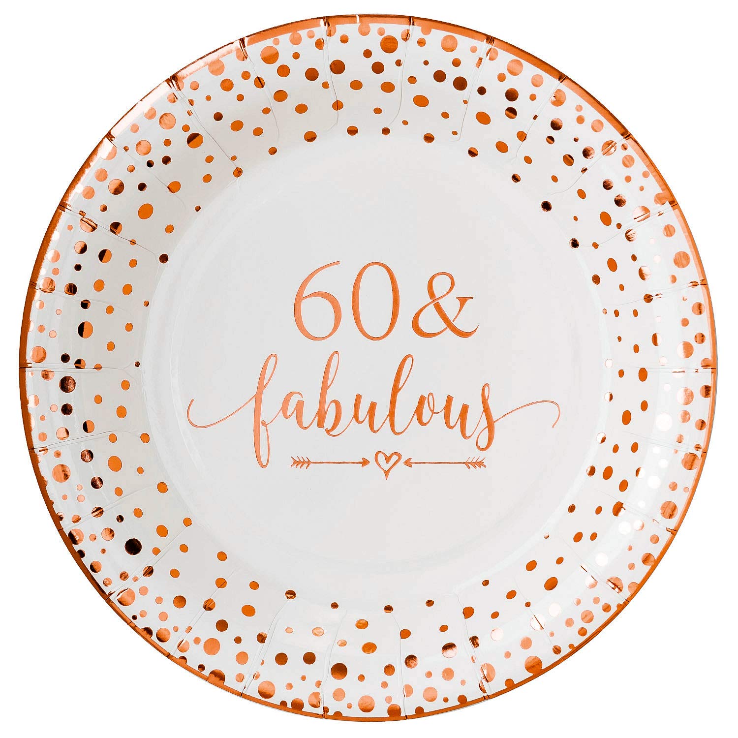 Crisky 60 Fabulous Disposable Plates for Women 60th Birthday Decorations Rose Gold Dessert, Buffet, Cake Disposable Plates 60th Birthday Party Table Supples, 50 Count, 9 inches