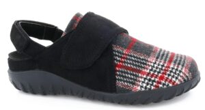 drew women's breezy black plaid strech fabric flat, 7.5 wide (d) us