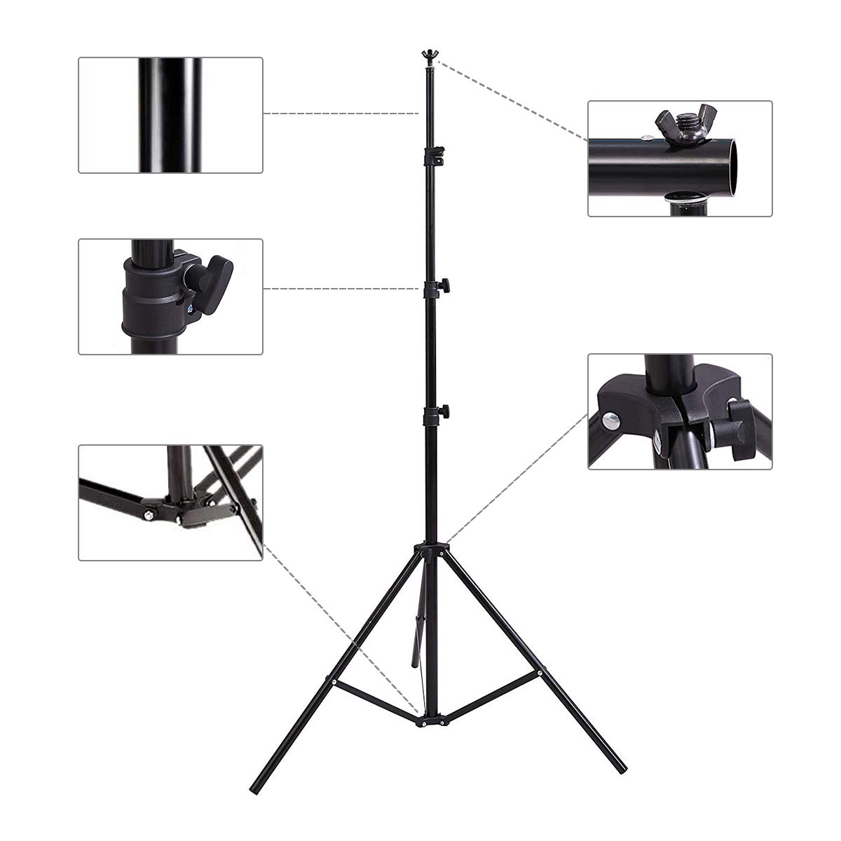 HYJ-INC Photo Background Support System with 8.5 x 10ft Backdrop Stand Kit, 6 x 9.5ft 100% Pure Muslin Chromakey Green Screen Backdrop,Clamp, Carry Bag for Photography Video Studio