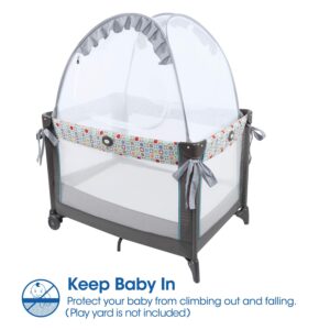 Minnebaby Pack N Play Tent, Keep Baby from Climbing Out, Mini Crib Safety Mesh Canopy, Play Yard Tent Cover, See Through and Breathable, Against Cats and Mosquitoes