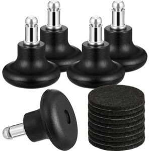 outus bell glides replacement office chair wheels stopper office chair swivel caster wheels, 2 inch high profile stool bell glides with separate self adhesive pads, 5 pieces (black)