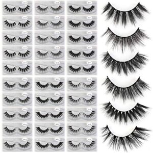 magefy 30 pairs 6 styles faux mink eyelashes, 16mm-20mm lashes natural look to dramatic false eyelashes, handmade reusable fake eyelashes with portable boxes