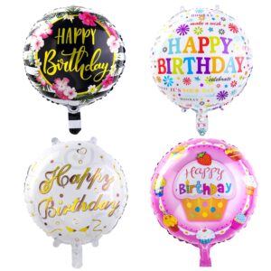 Happy Birthday Aluminum Foil Balloons (50-Pieces) Helium Floating Mylar Balloon Party Decoration Supplies - 18 Inches Round Inflatable Balloons