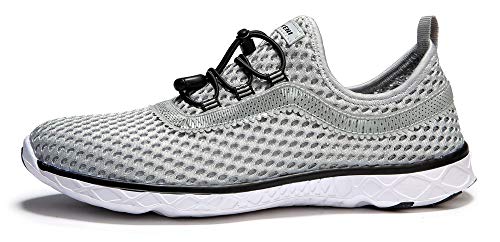 SUOKENI Women's Quick Drying Slip On Water Shoes for Beach or Water Sports Ultralight Walking Shoes LightGray,Size:US 8.5/EU 39