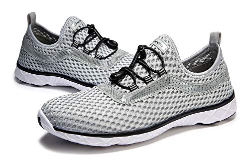 SUOKENI Women's Quick Drying Slip On Water Shoes for Beach or Water Sports Ultralight Walking Shoes LightGray,Size:US 8.5/EU 39