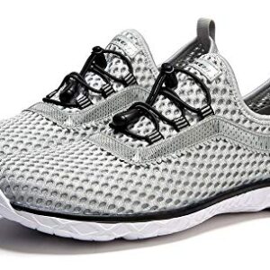 SUOKENI Women's Quick Drying Slip On Water Shoes for Beach or Water Sports Ultralight Walking Shoes LightGray,Size:US 8.5/EU 39