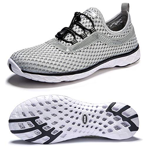 SUOKENI Women's Quick Drying Slip On Water Shoes for Beach or Water Sports Ultralight Walking Shoes LightGray,Size:US 8.5/EU 39