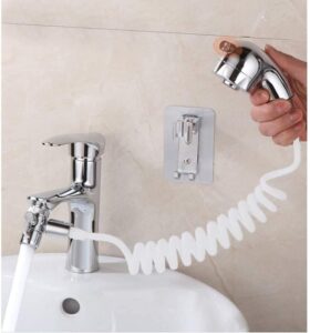 hand shower sink shower hose sprayer for hair washing,faucet rinser set with faucet adapter, shower stand and hose - for utility room, bathroom, laundry tub hg522