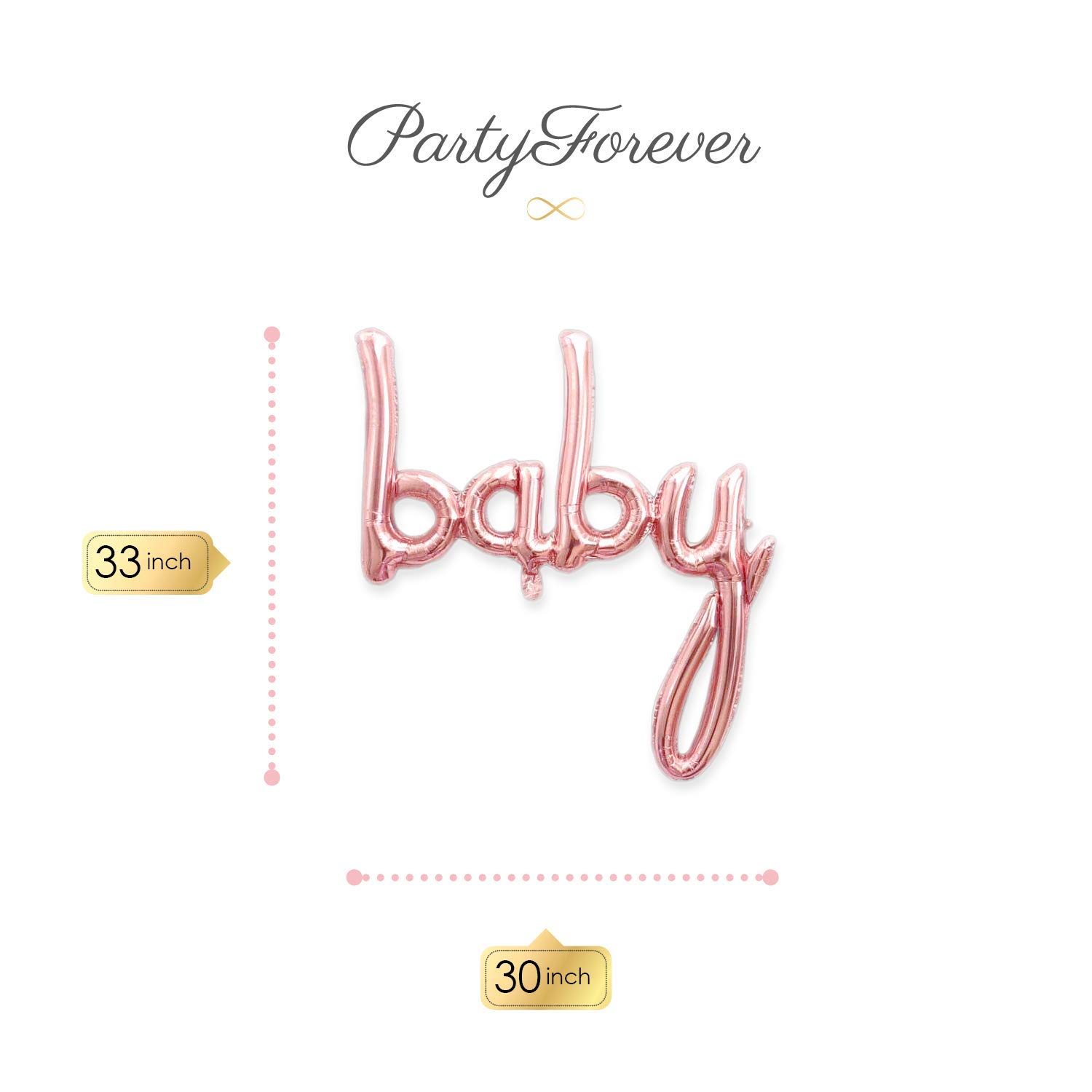 PartyForever Baby Girl Balloon Rose Gold Letters for Baby Shower Decorations, Girl Gender Reveal Foil Balloons Letters Banner