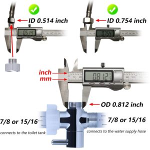 Brass Bidet T Adapter with Shut-Off Valve,3 Way 7/8 or 15/16 and 1/2 or 3/8,Metal T Valve for Bidet,Toilet Tee Connector Diverter Valve