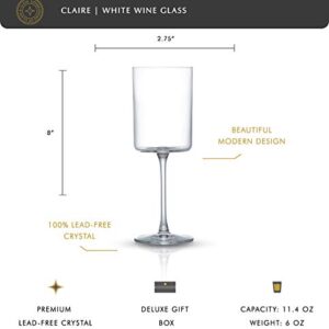 JoyJolt Claire 11.4oz White Wine Glass Set. Crystal Glasses. Elegant Stemware Stemmed Wine Glasses Made in Europe. Unique and Modern Wine Glasses with Stem. Set of 2