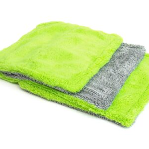 [Amphibian Mini] Dual Side Glass Cleaning Microfiber Towel - One Side Twist, One Side Plush - 8"x8" (Green/Gray)