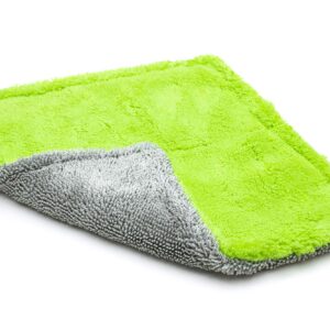 [Amphibian Mini] Dual Side Glass Cleaning Microfiber Towel - One Side Twist, One Side Plush - 8"x8" (Green/Gray)