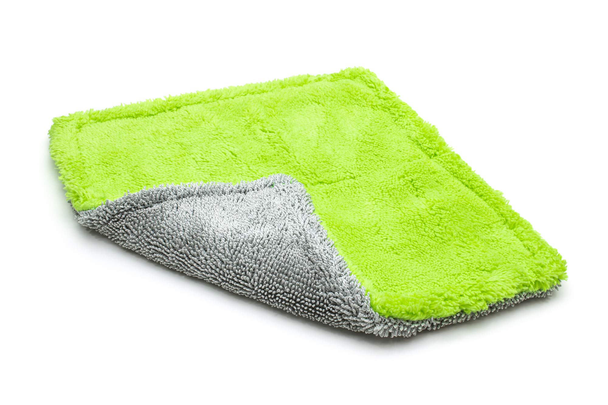 [Amphibian Mini] Dual Side Glass Cleaning Microfiber Towel - One Side Twist, One Side Plush - 8"x8" (Green/Gray)