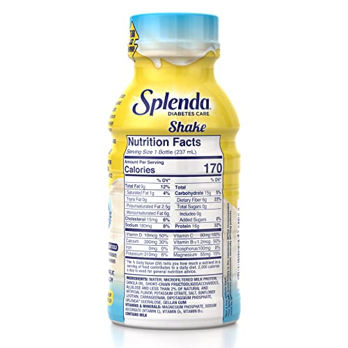 SPLENDA Diabetes Care Shakes - Meal Replacement Shake, French Vanilla, 8 Fl Oz (Pack of 24)