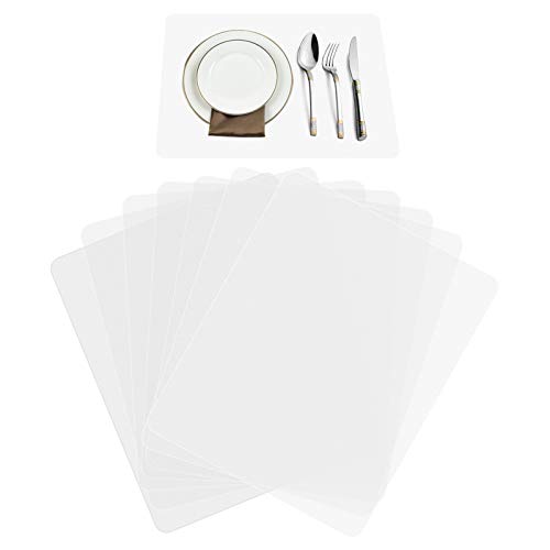 Plastic Placemats for Dining Table, Translucent Placemats, 8 Pcs Heat Resistant, Washable Dining or Kitchen Table Mat,(12x14.2 Inch)