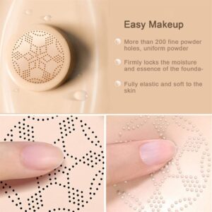 NUIBO Air Cushion CC Cream Mushroom Head, Moisturizing Concealer Makeup Base, Primer Liquid Foundation Long Lasting with Two Mushroom Makeup Sponges 【Natural】【Screw lid】