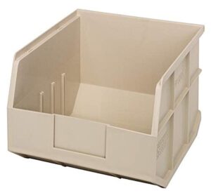 quantum storage k-ssb425iv-3 3-pack stackable plastic shelf bin, 12" x 11" x 7", ivory